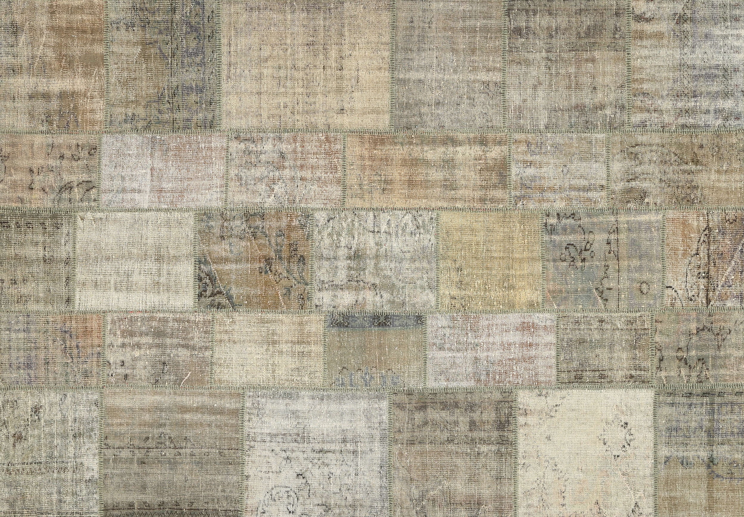 Ahgly Company Indoor Rectangle Contemporary Khaki Green Patchwork Area ...