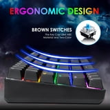 Wired Gaming Keyboard Rainbow Backlit Mechanical Keyboard Type-C 84 ...