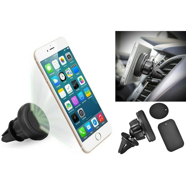 MAGNETIC CAR MOUNT, UNIVERSAL CAR AC VENT MAGNETIC HOLDER FOR CELL PHONE (2 MAGNET ADAPTERS ...