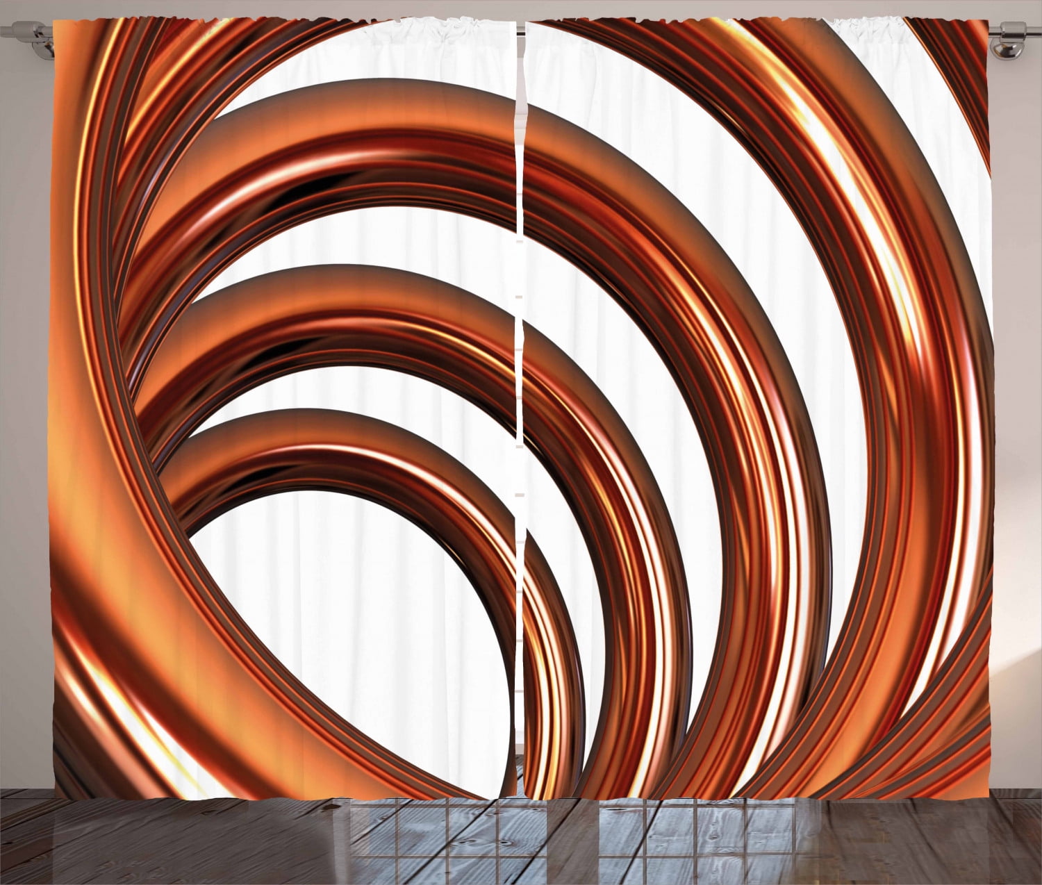 Copper Curtains 2 Panels Set, Copper Helix Coil Curved Spiral Pipe ...
