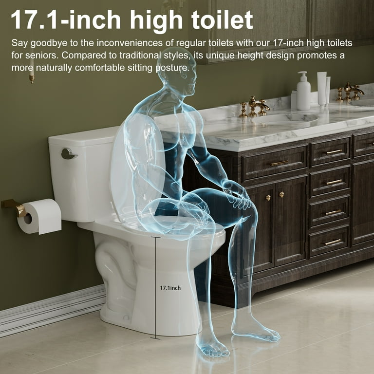 SUPERFLO Elongated Dual Flush Compact Toilet Small Bathroom SUPERFLO ...