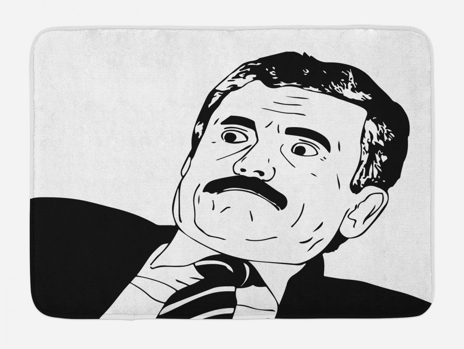 Humor Bath Mat, Reaction Guy Human Rage Comics Man with Moustache in ...