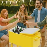 Ktaxon 80 Qt Rolling Ice Chest Cooler Cart Outdoor Trolley with Storage ...