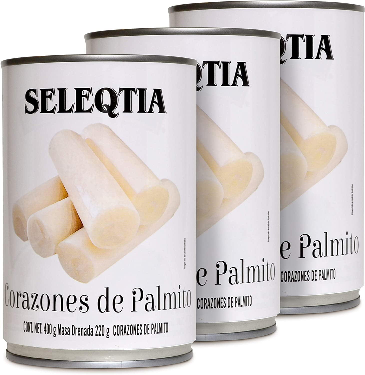 SELEQTIA PACK 3 Latas de Palmito Entero de 400 gr Total 1,200 gr Listo ...