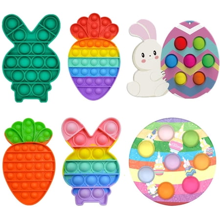6 Pcs Easter Push It Pop Fidget Toy Pack - Animal Silicone Popper ...