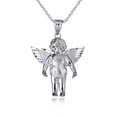 925 Sterling Silver Cherub Angel Wings Diamond Cut Pendant (Small/Large ...