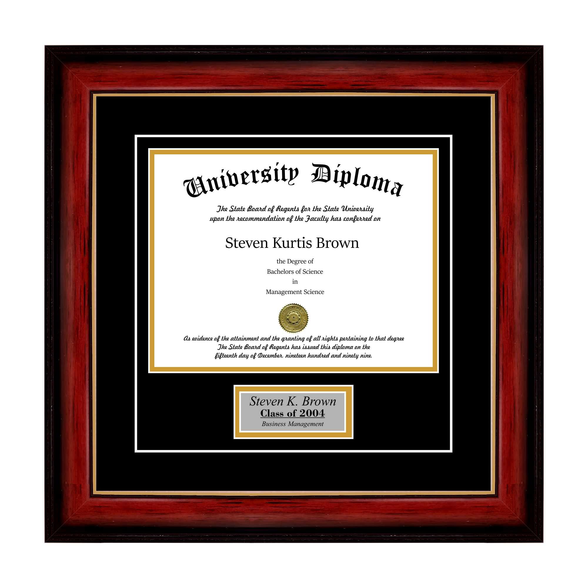 Personalized Single Diploma Frame with Double Matting for 8.5" x 11 ...