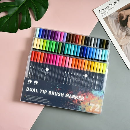 Art Markers Dual Brush Pens for Coloring, 72 Artist Colored Marker Set ...