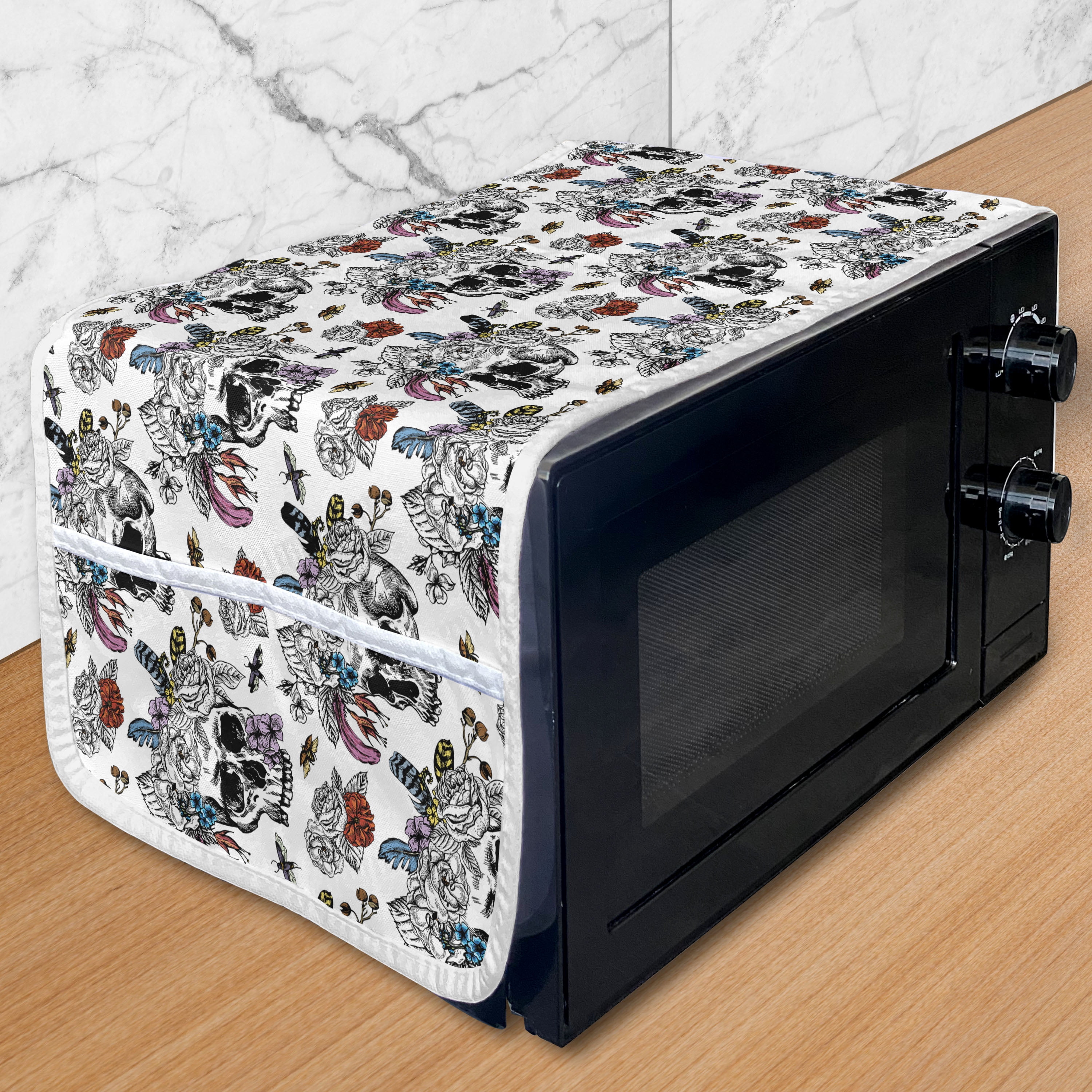 Day of the Dead Microwave Oven Cover, Sugar Skull Flowers Pattern ...