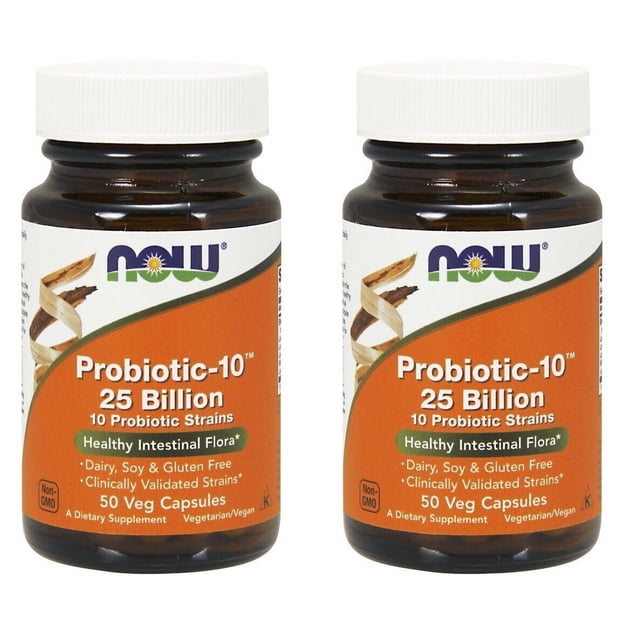 Now Foods - Probiotic-10, 25 Billion, 50 Veg Capsules - 2 Packs ...