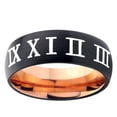 Roman Numeral Dome Black And Rose Gold Tungsten Wedding Ring 10MM ...