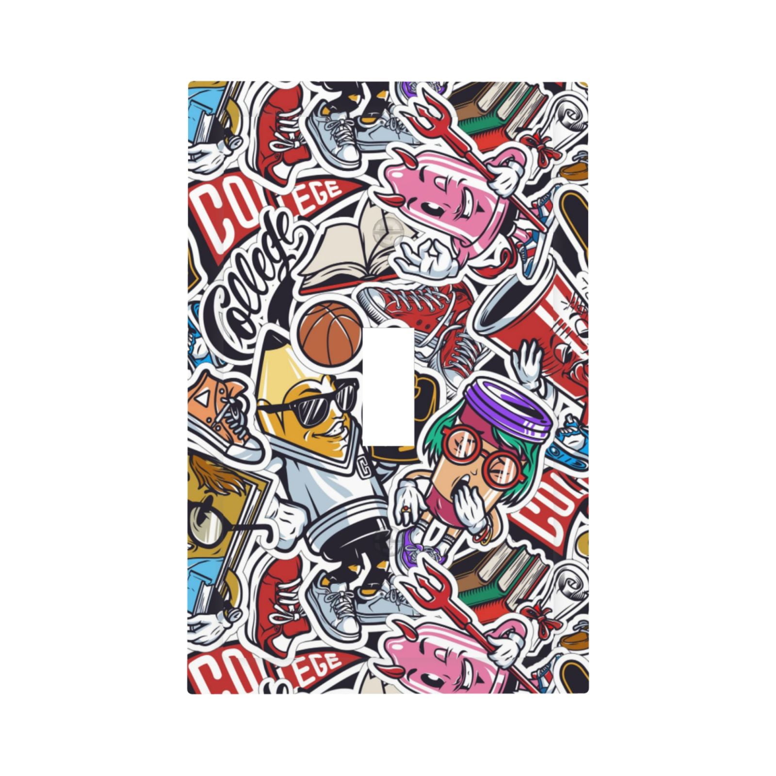 DouZhe 1-Gang Toggle Switch Wallplate, Vintage College Colorful ...