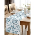 Burlap Table Runner 36 Inches Long, Watercolor Blue Floral Leaves Non ...