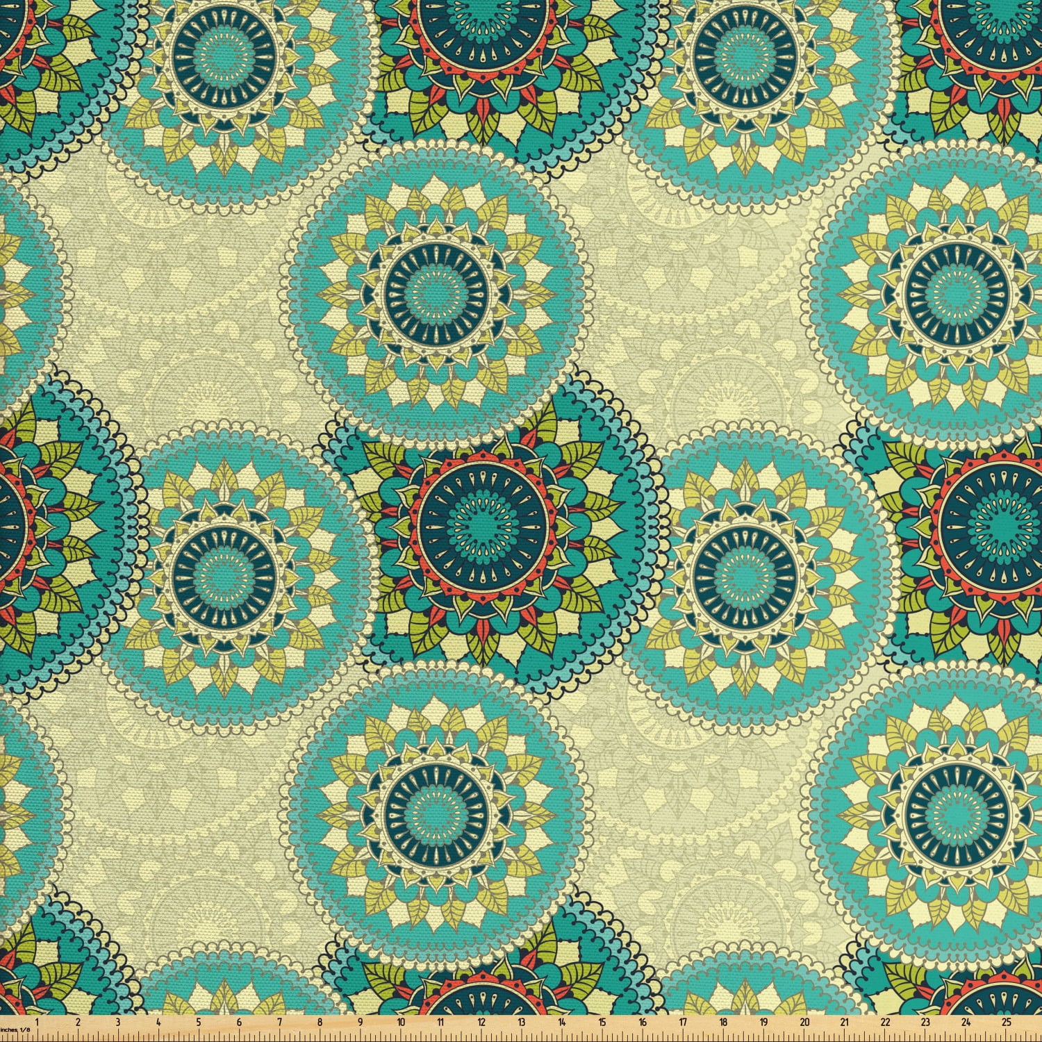 Mandala Fabric by the Yard, Moroccan Culture Theme Traditional Nature ...