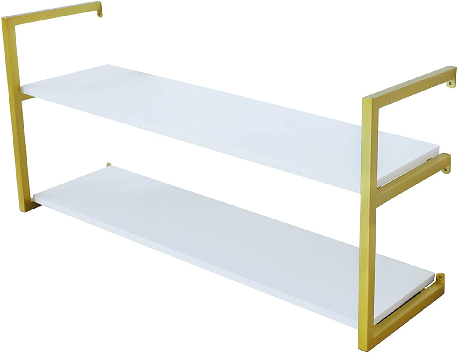 Floating Shelves Wooden Wall Mounted Storage Rack 2-Tier Gold - Walmart.com