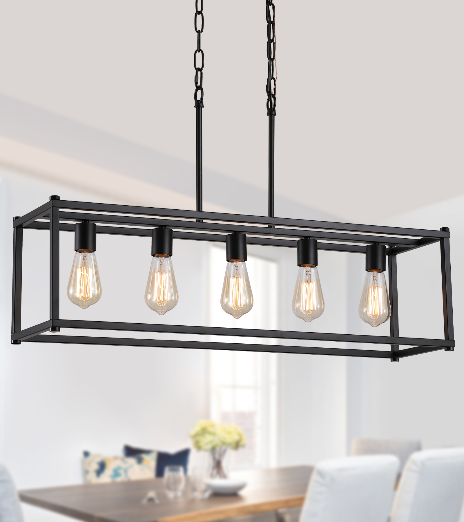 Vanity Art Modern Farmhouse Style 5 Light Linear Chandelier Light for ...