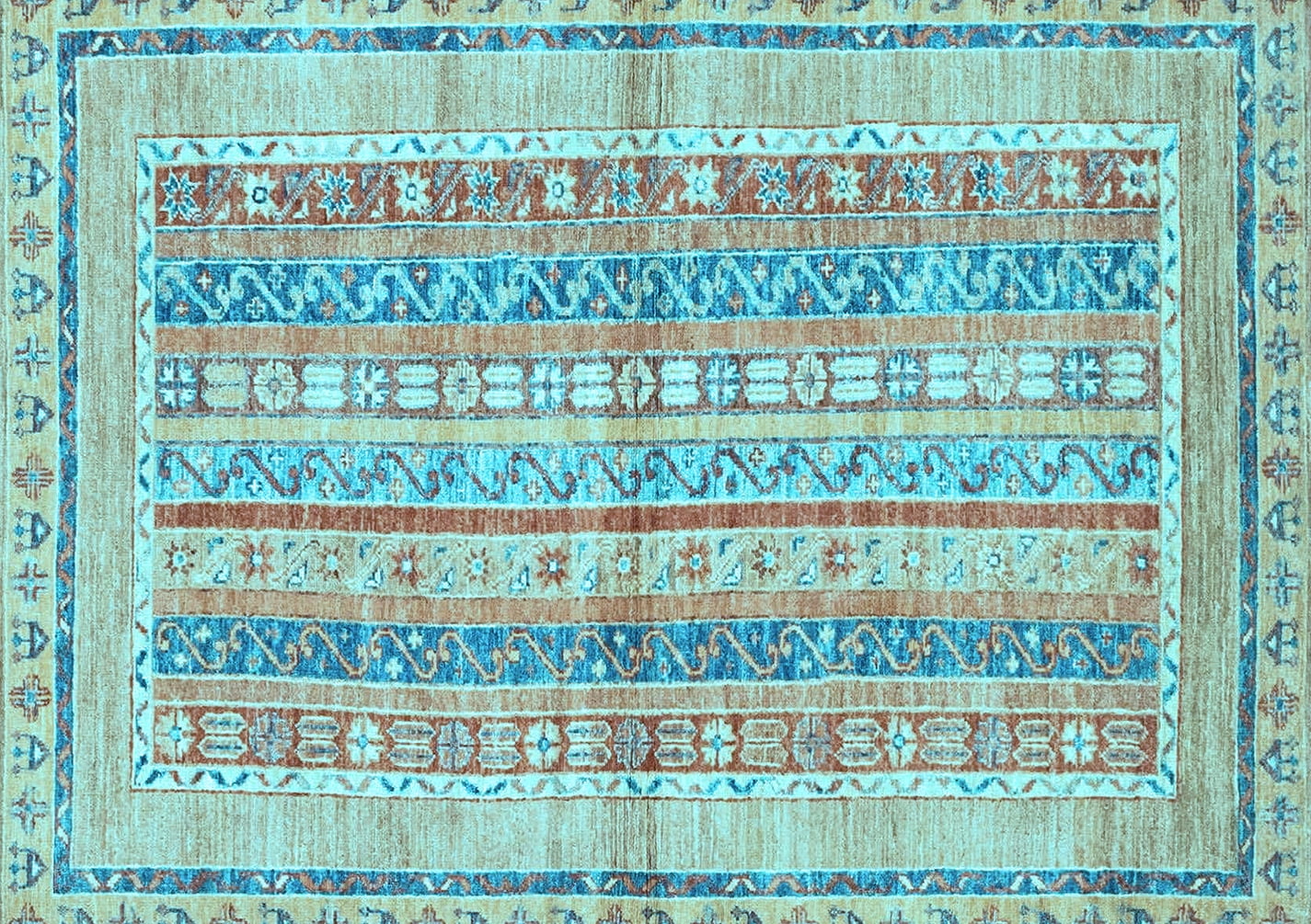 Ahgly Company Indoor Rectangle Abstract Light Blue Modern Area Rugs, 5 ...