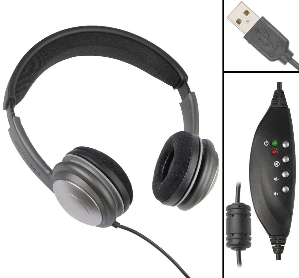 ECS OHUSB WordSlinger Deluxe Overhead USB Transcription Headset ...