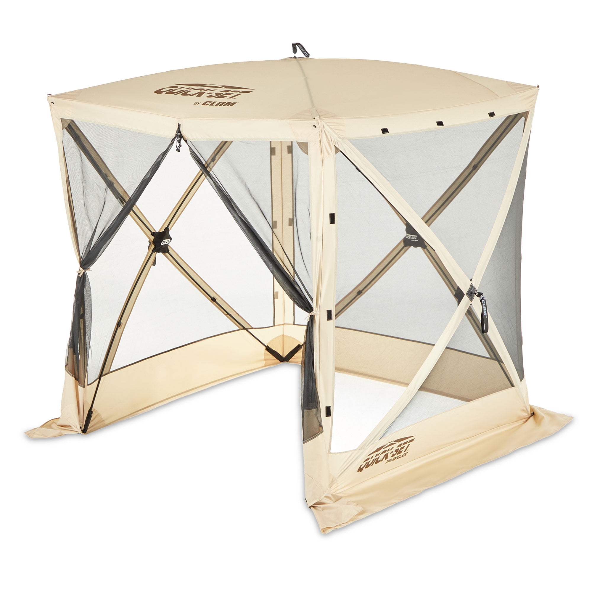 CLAM Quick-Set Traveler 6 x 6 Foot Outdoor 4 Sided Canopy Shelter, Tan ...