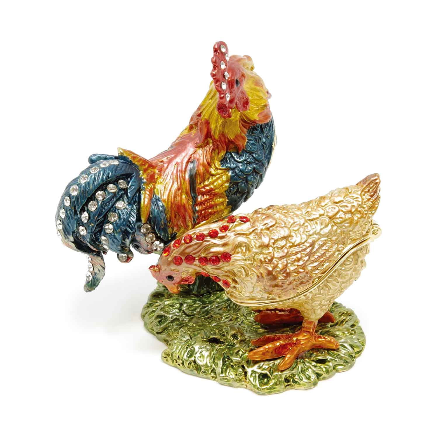 Supreme Housewares Chickens with Crystal Glass Pewter Hinged Jewelry ...