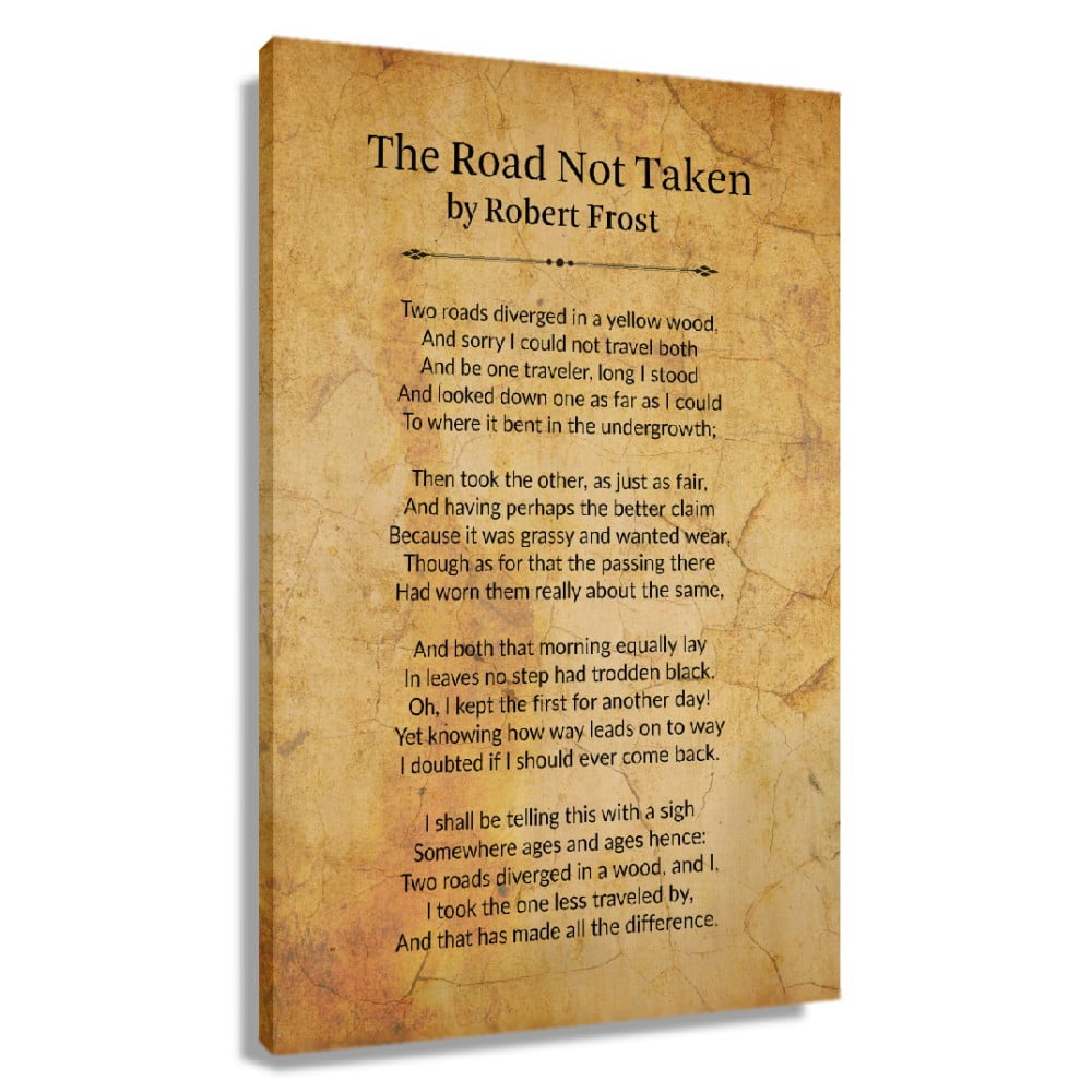 The Road Not Taken Poem Wall Decor Robert Frost Quotes Wall Art Poetry ...