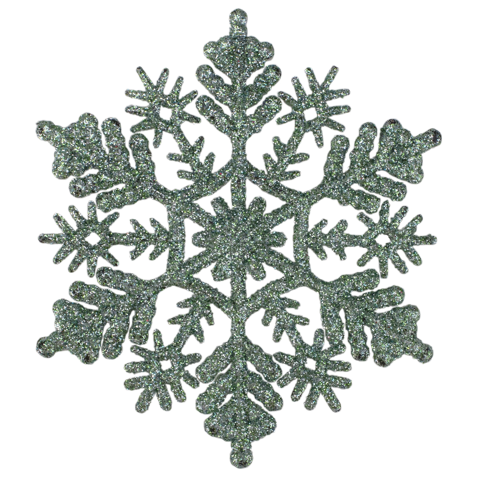 Northlight 24ct Glitter Snowflake Christmas Ornament Set 4 Peacock