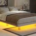 Free Shipping! Miniyam Wood Full Size Floating Bed with LED Lights for ...