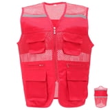 UPOUART High-Visibility Reflective Work Vest 1Pcs in Red for Night ...