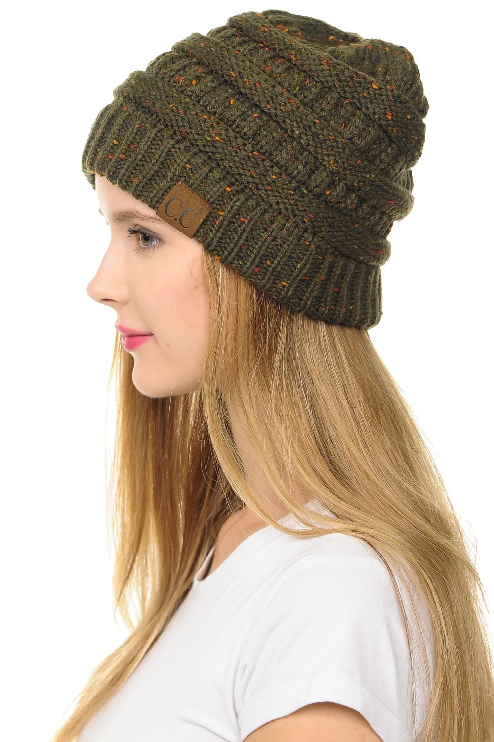 C.C Hat-33 Slouchy Thick Warm Cap Hat Skully Color Cable Knit Beanie ...