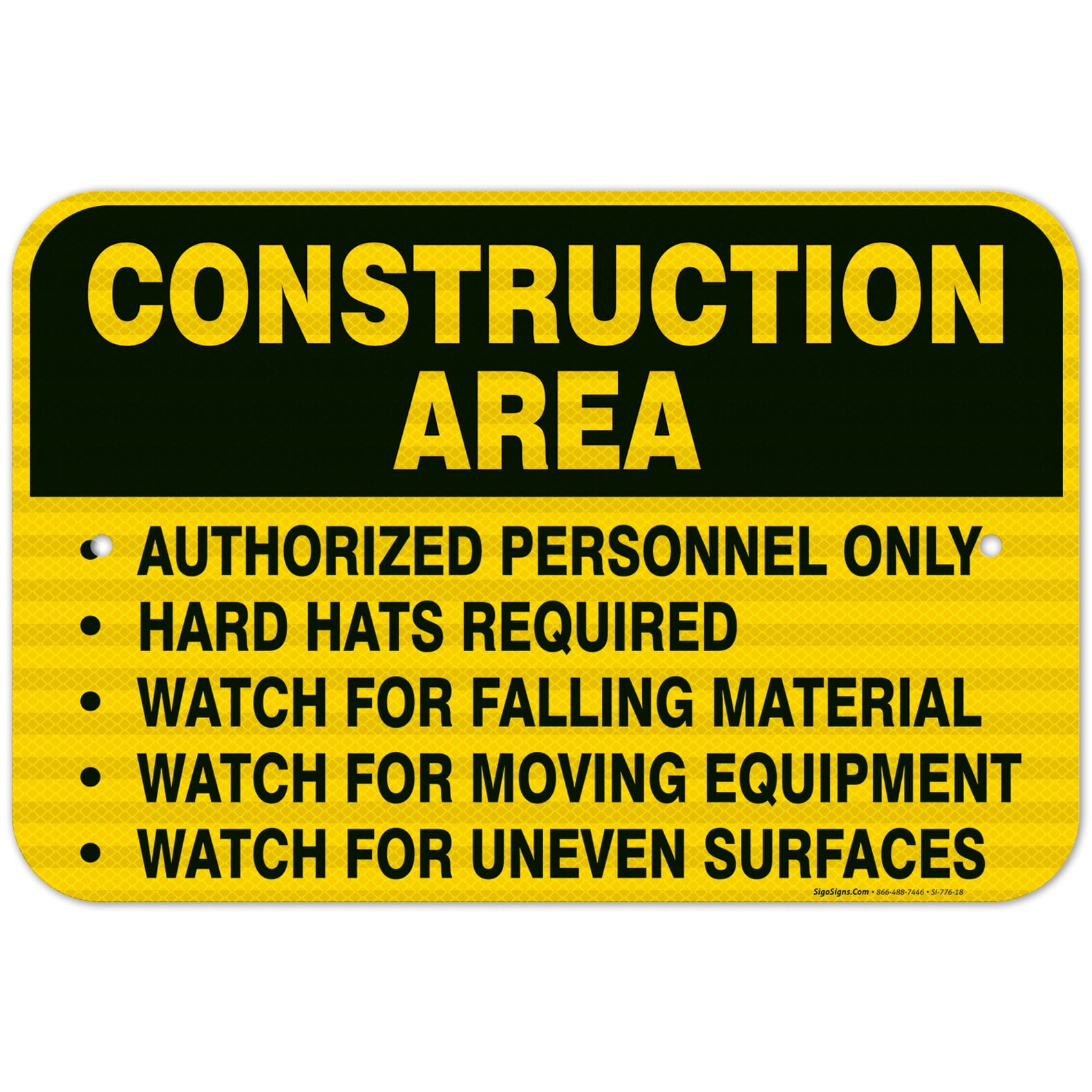 Construction Area Sign, Authorized Personnel Only Sign, - Walmart.com ...