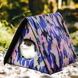 Winter Stray Cat Shelter Waterproof Cat House Semi Enclosed for Barns ...