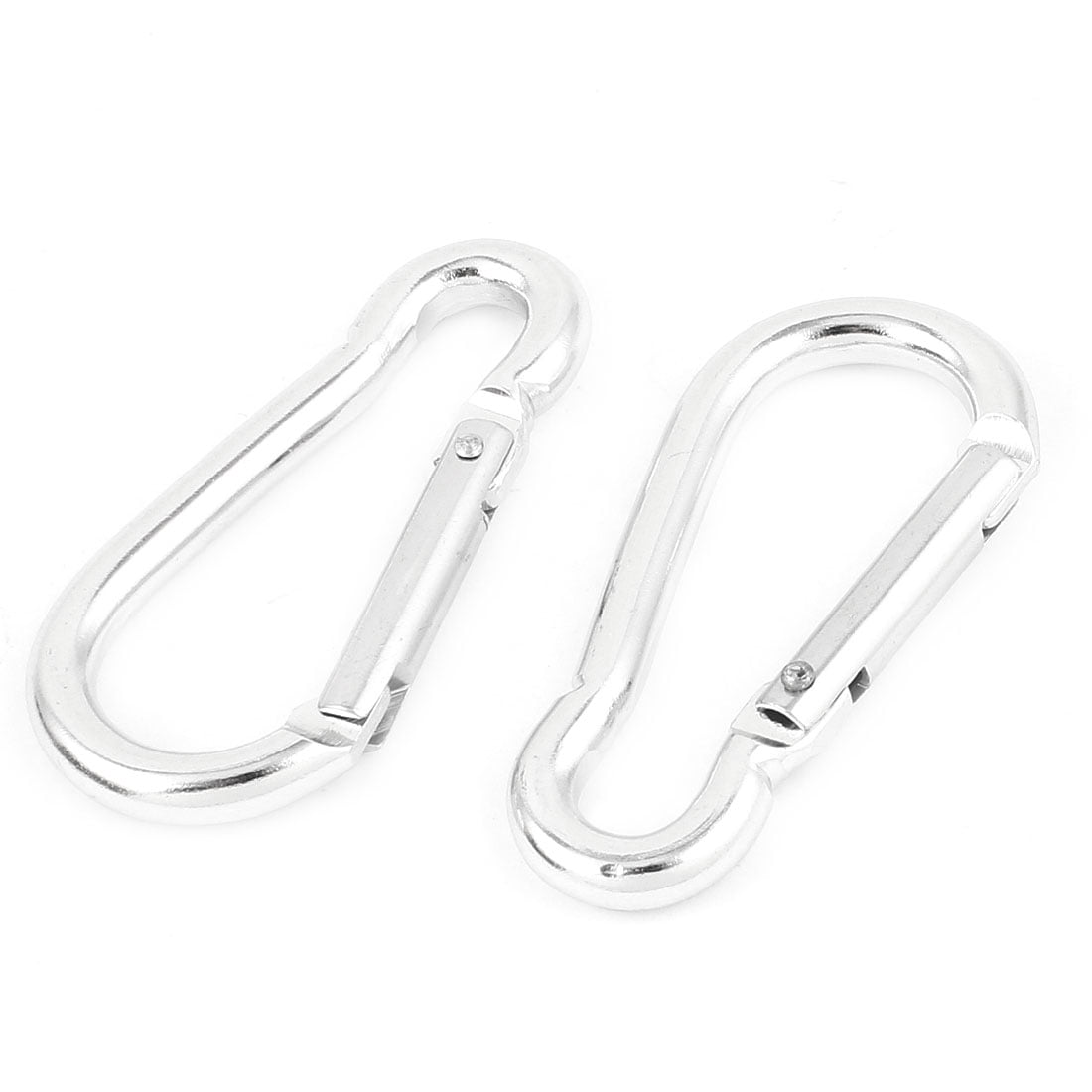 2 Pcs Gate Key Ring Spring Loaded Clasp Carabiner Hook Clip Silver Tone ...