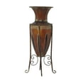 DecMode 27" Tall Brown Metal Vase with Attached Metal Stand and ...