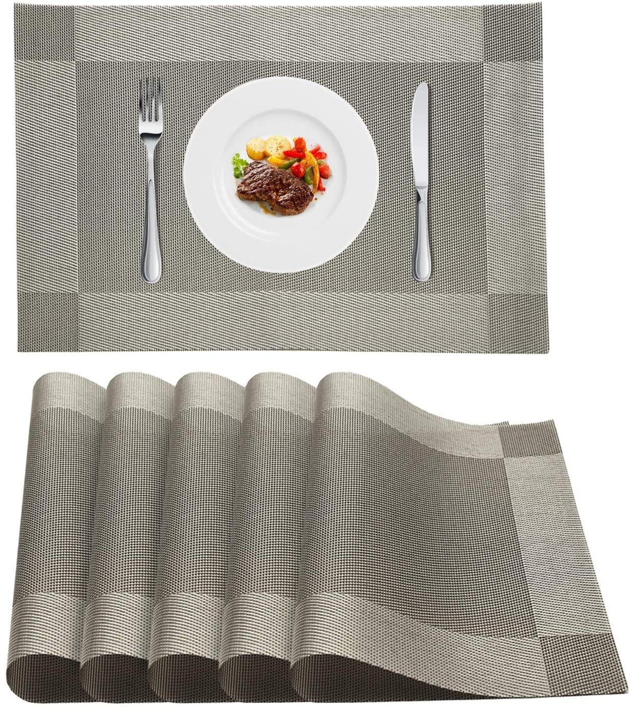 YumSur Set of 6 Placemats,11.8x17.7in PVC Non-Slip Washable Place Mats ...