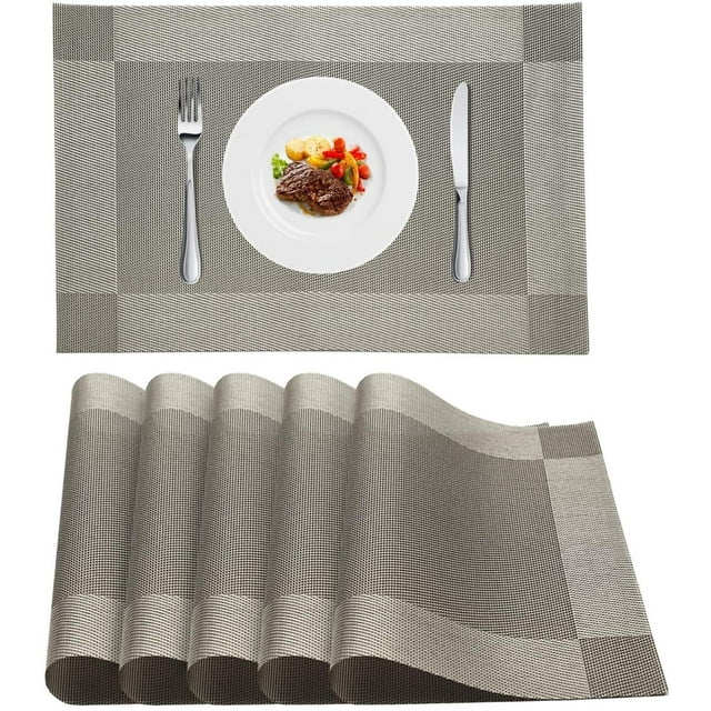 YumSur Set of 6 Placemats,11.8x17.7in PVC Non-Slip Washable Place Mats ...