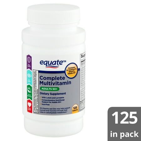 Equate Complete Multivitamin/Multimineral Supplement Tablets, Adults 50 ...