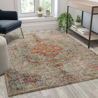 Surya Reina 120x168" Traditional Polyester Rug in Gray/Cream/Denim ...