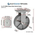 4 inch x 2 inch Steel Heavy Duty Industrial Top Plate Casters, 2 Swivel ...