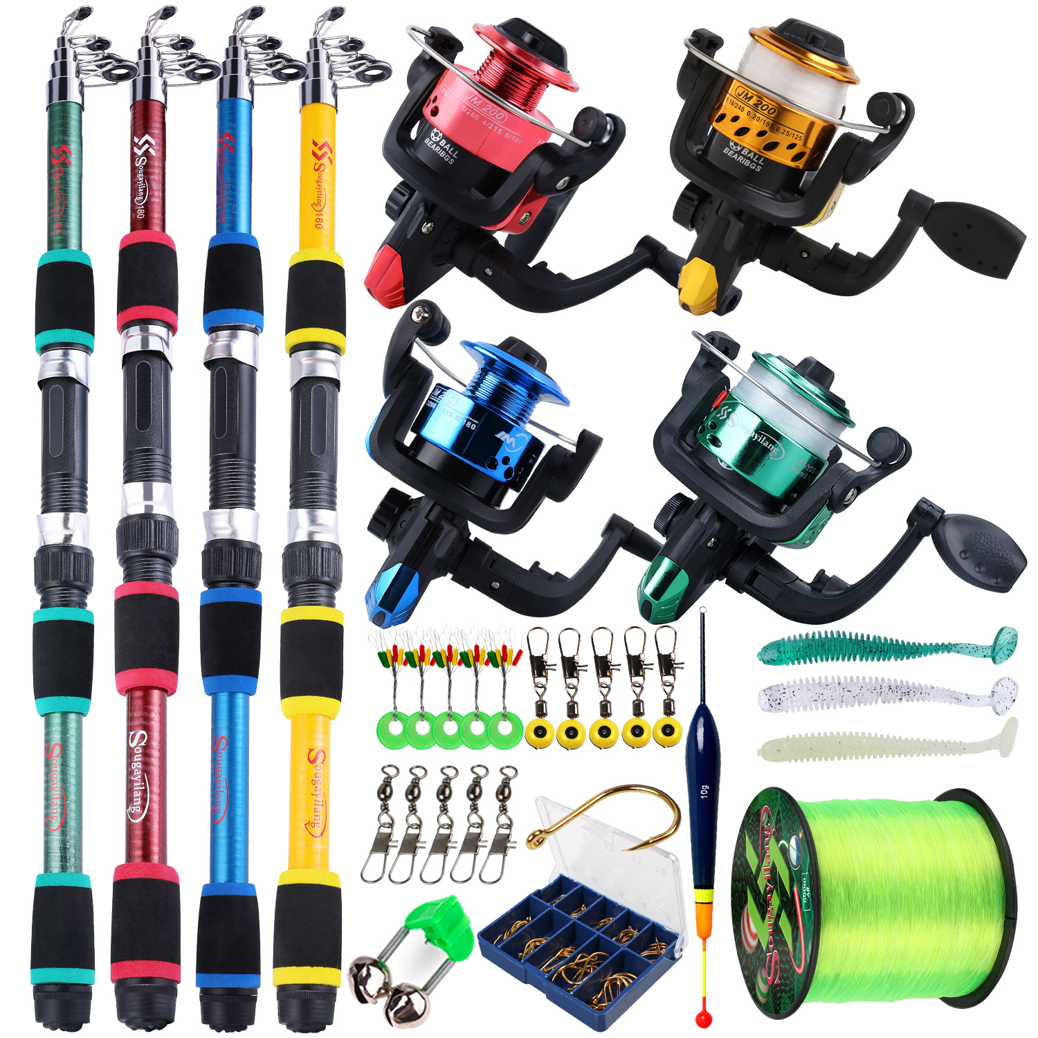 Sougayilang Fishing Rod Combo Full Kit 5.9ft Travel Telescopic Fishing ...