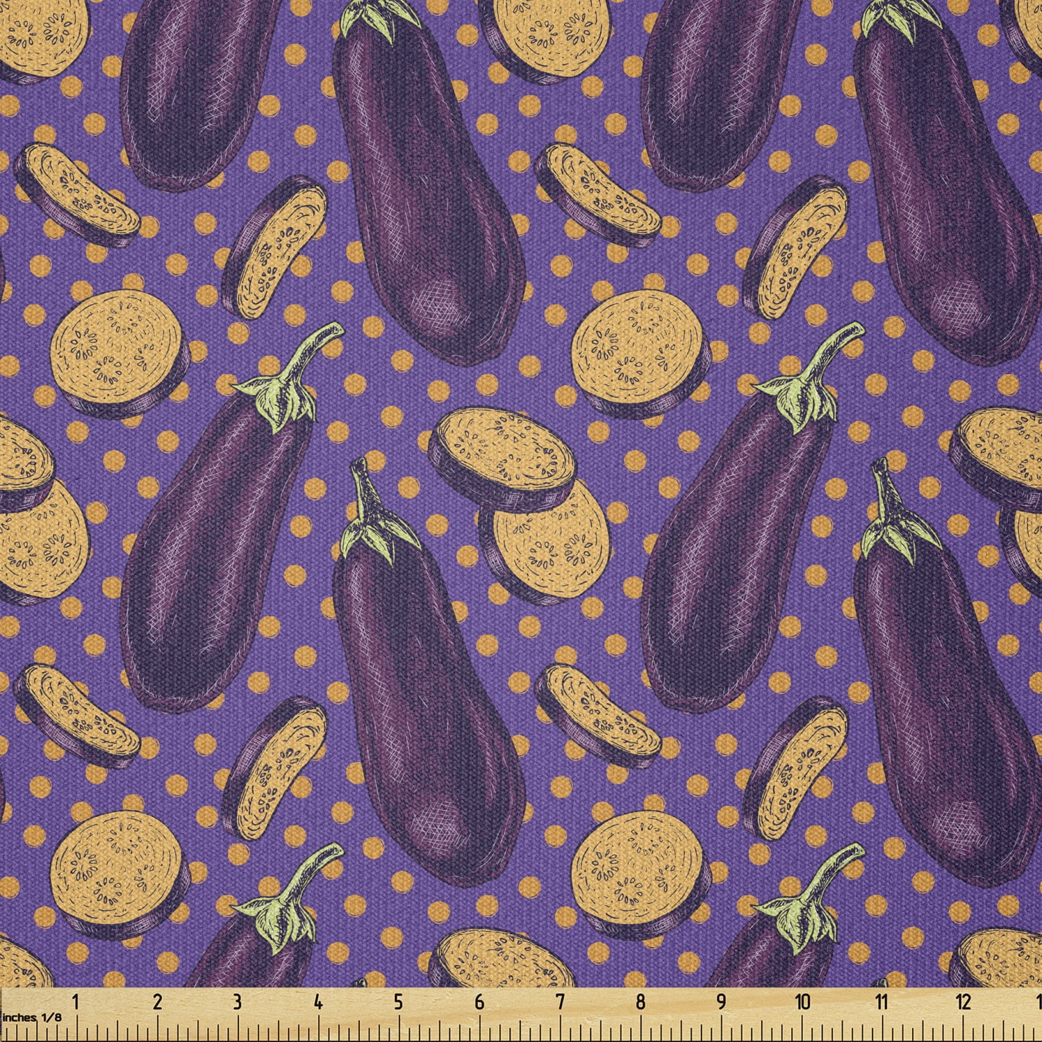 Eggplant Fabric by The Yard, Realistic Looking Eggplants with Eighties ...