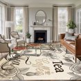 Coffee Tea Time Area Rug 8x10 Washable Rug Non Slip Vintage Cup Roses ...