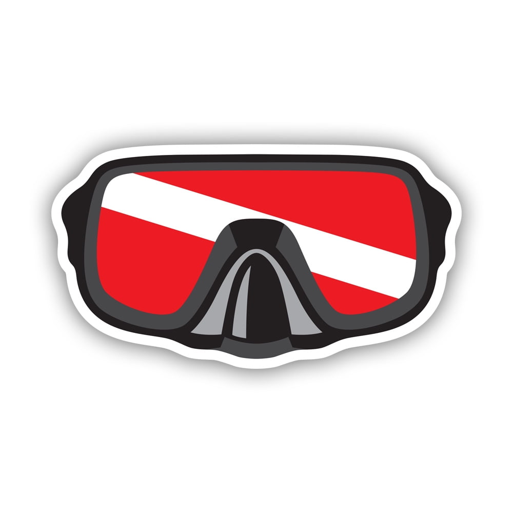 Scuba Flag Diver Mask Sticker Decal - Self Adhesive Vinyl - Weatherproof - Made in USA - diving ...