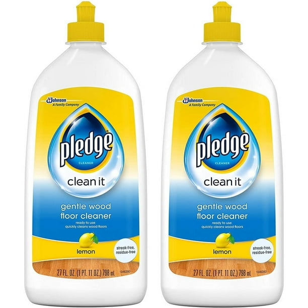 Pledge Gentle Wood Floor Cleaner, Lemon Scent, 27 Ounces (2 Pack ...