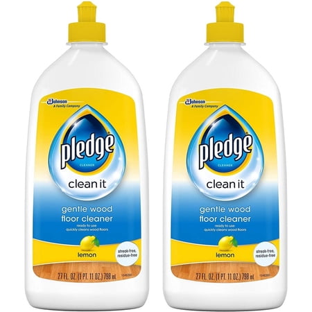 Pledge Gentle Wood Floor Cleaner, Lemon Scent, 27 Ounces (2 Pack ...