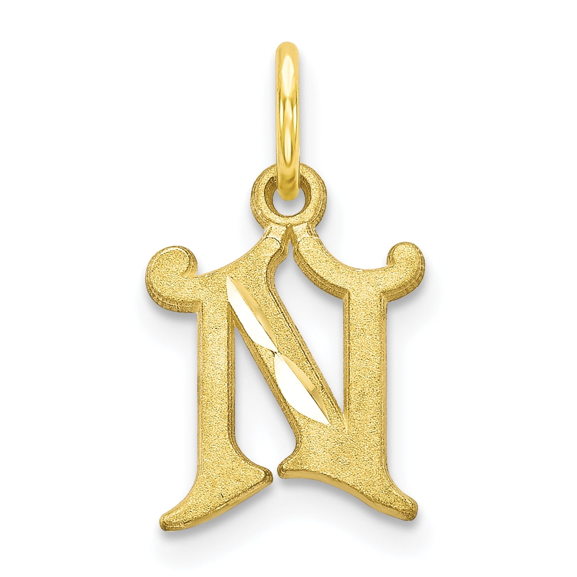 10k Yellow Gold Initial Monogram Name Letter N Charm Necklace Pendant ...