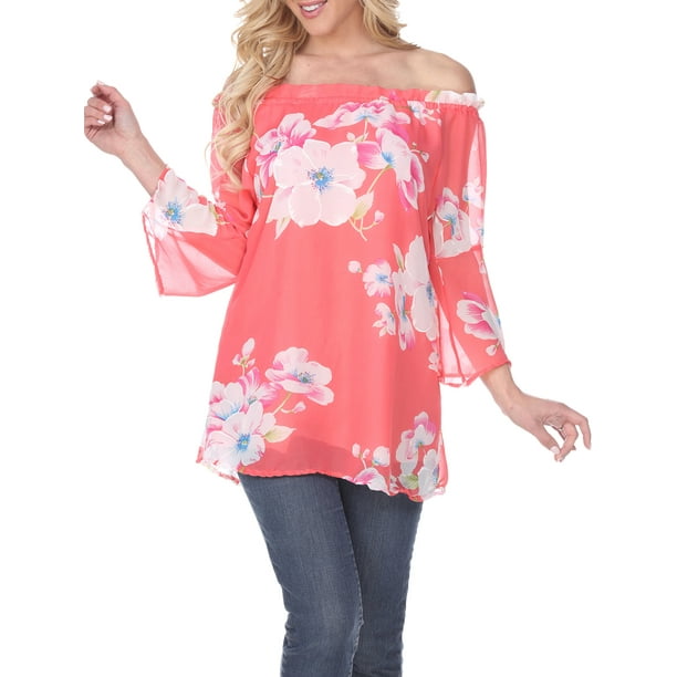 Women's Off the Shoulder Floral Blouse - Walmart.com