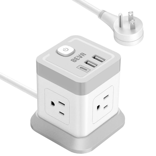 Power Strip BEVA Cube con 4 salidas y 3 puertos USB, cable de 1,5 m | Bodega Aurrera en línea