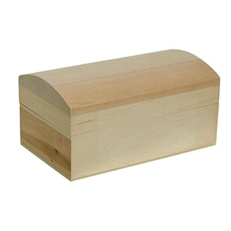 Walnut Hollow Unfinished Wood Rounded Trunk Box with Hinged Lid for ...