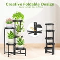 Black 5-Tier Folding Metal Plant Stand With Plastic Trays For Indoor ...