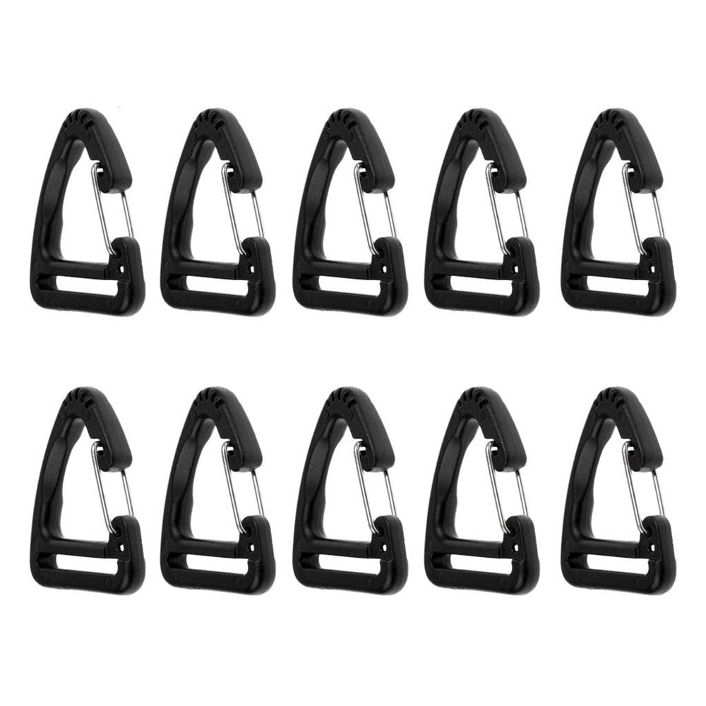 10 PCs Outdoor Plastic Alloy Triangle Carabiner, Camping Hiking Spring ...
